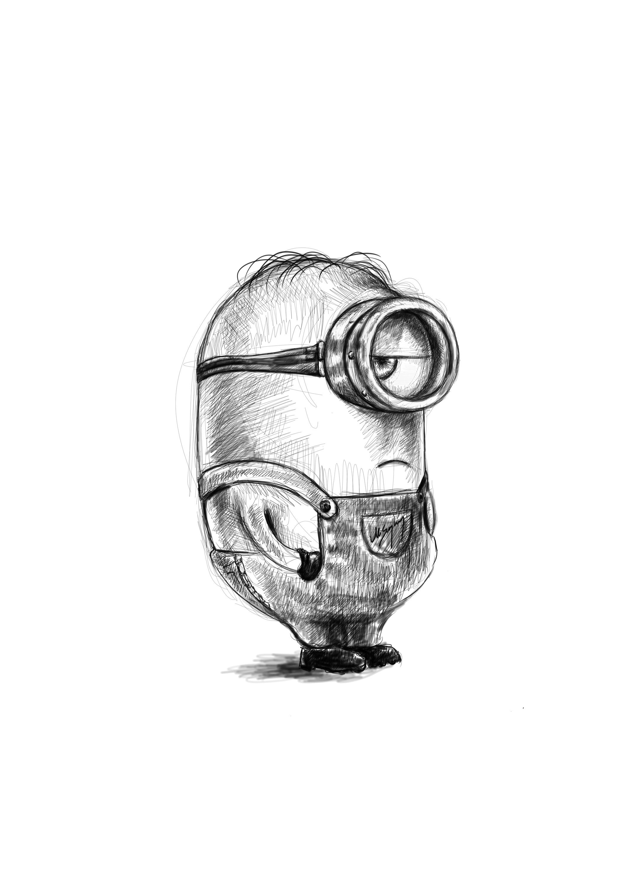 Minions Black And White Drawing