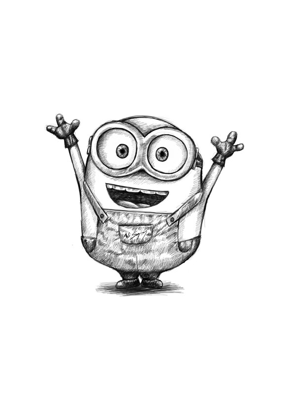Minions Black And White Drawing