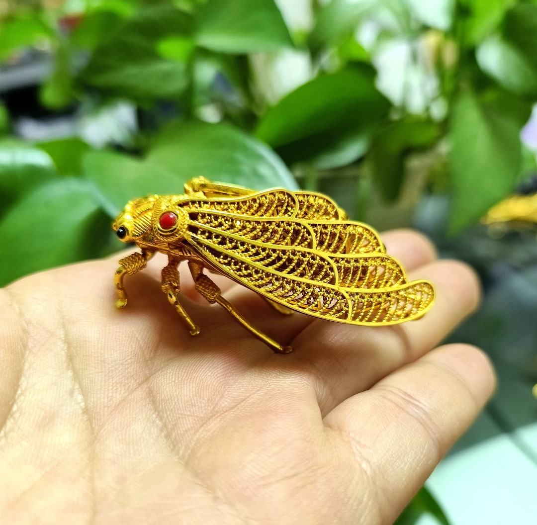 Brass Filigree Gold-plated Insect Cicada Animal Sculpture/home Tabletop ...