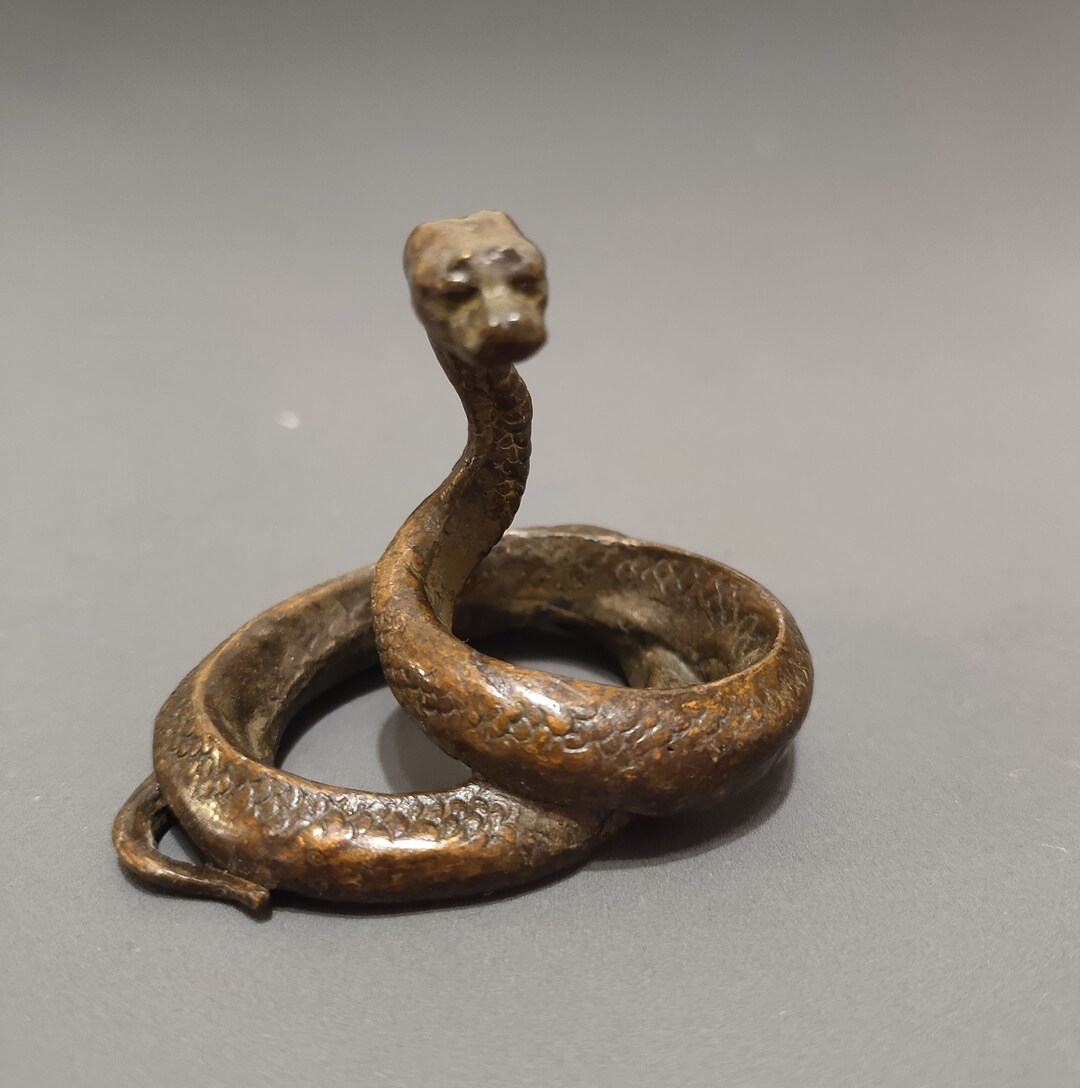 Solid Copper Creative Snake Tea Pet Sculpture Home Office Study Desktop ...