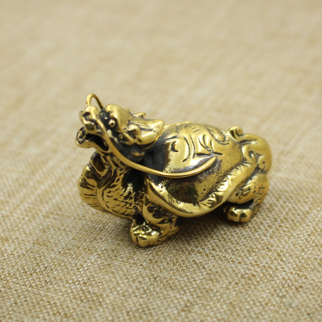 Brass Solid Dragon Turtle Desktop Decoration Creative Tea Pet Copper ...