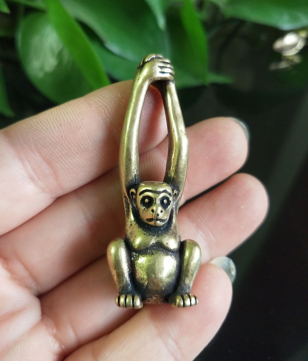 Retro Brass Long Arm Monkey Keychain Pendant Creative Pure Copper ...