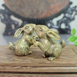 Get 2 Brass Mini Rabbit Animal Sculptures and Tabletop Handicraft ...