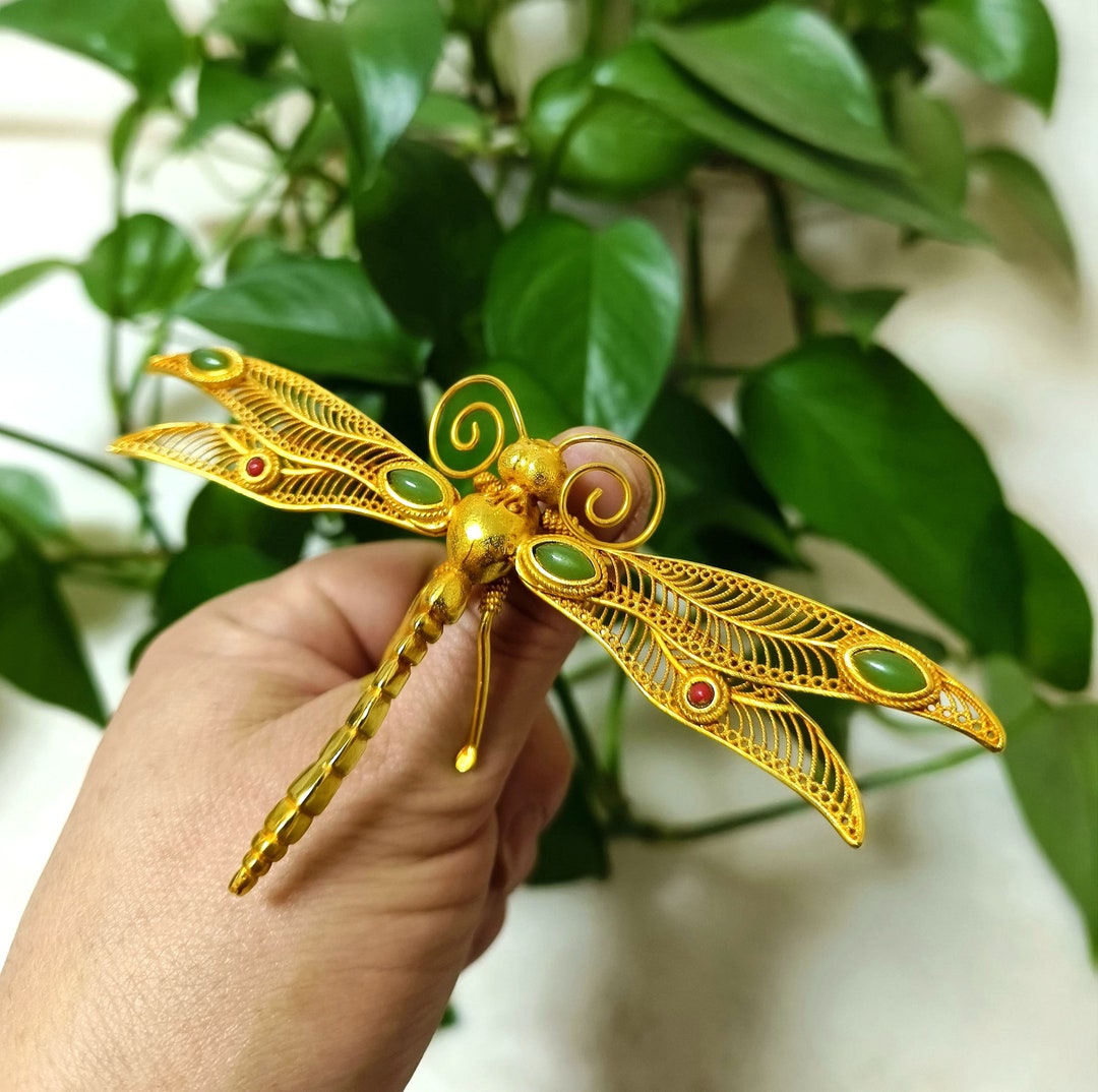 Brass Filigree Gold-plated Insect Dragonfly Animal Sculpture/home ...