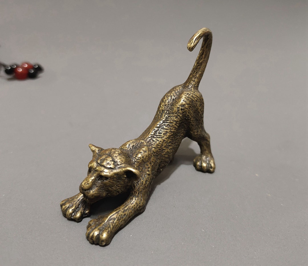 Pure Brass Leopard Animal Sculpture Creative Home Office Study Crafts ...
