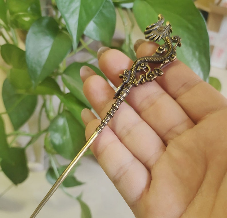 Retro Brass Old Hairpin Dragon Head Embossed Hairpin - Etsy