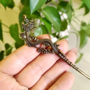 Retro Brass Old Hairpin Dragon Head Embossed Hairpin - Etsy