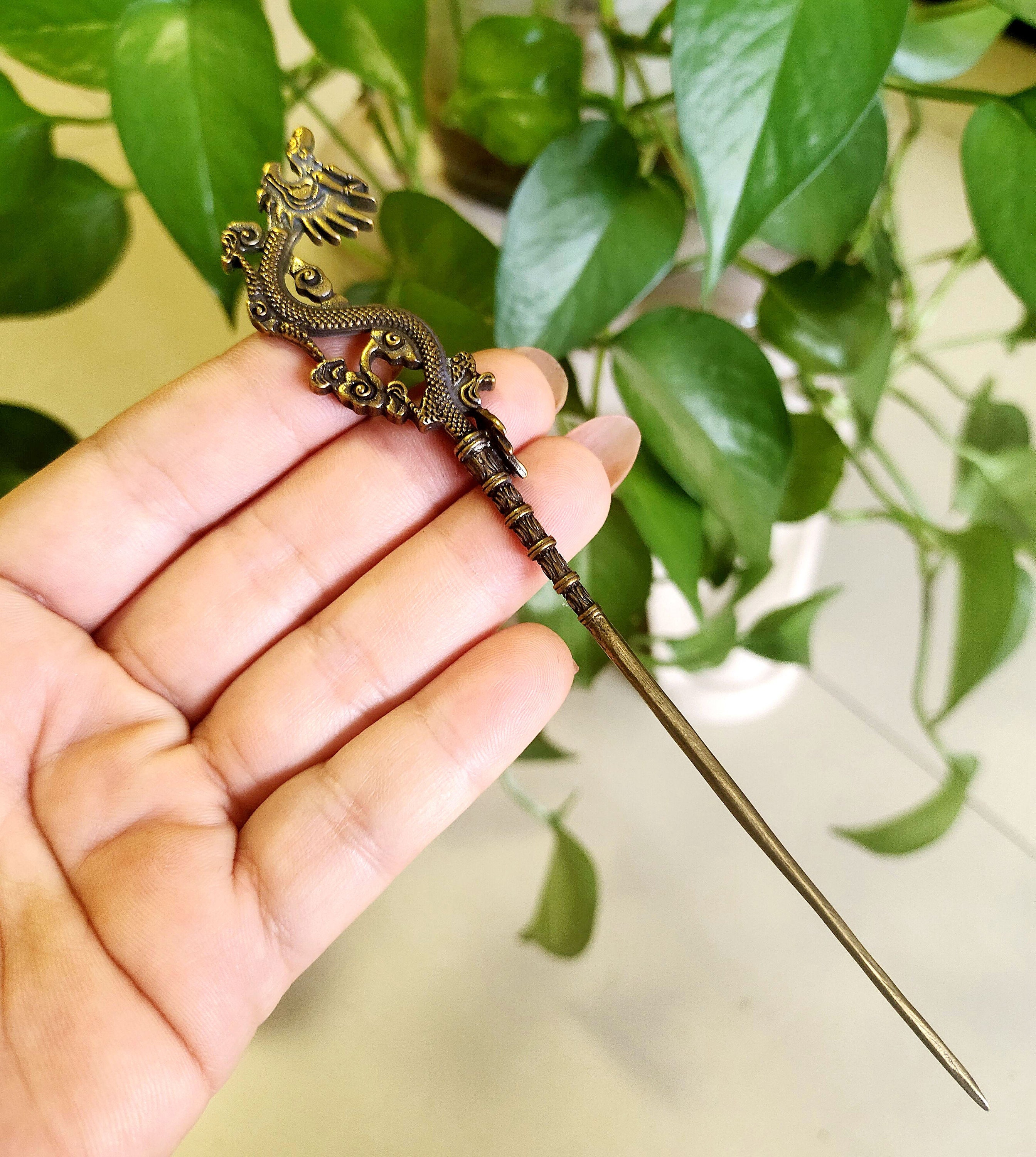Retro Brass Old Hairpin Dragon Head Embossed Hairpin - Etsy