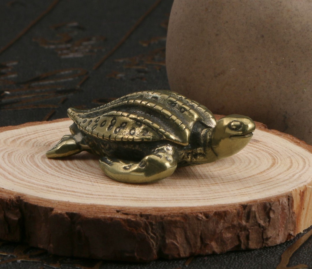 Solid Pure Brass Small Sea Turtle Sculpture/home/study/desk Miniature ...