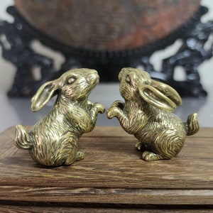 Get 2 Brass Mini Rabbit Animal Sculptures and Tabletop Handicraft ...