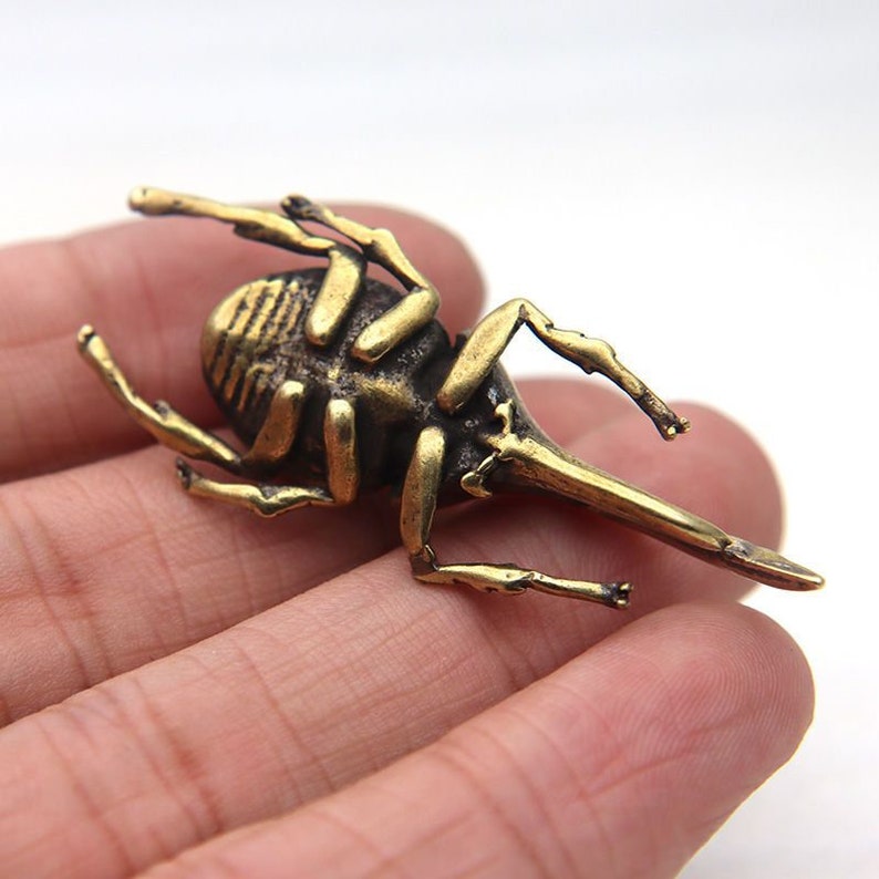 Brass Beetle Sculpture: Miniature Copper Insect Figurine, Tea Pet ...