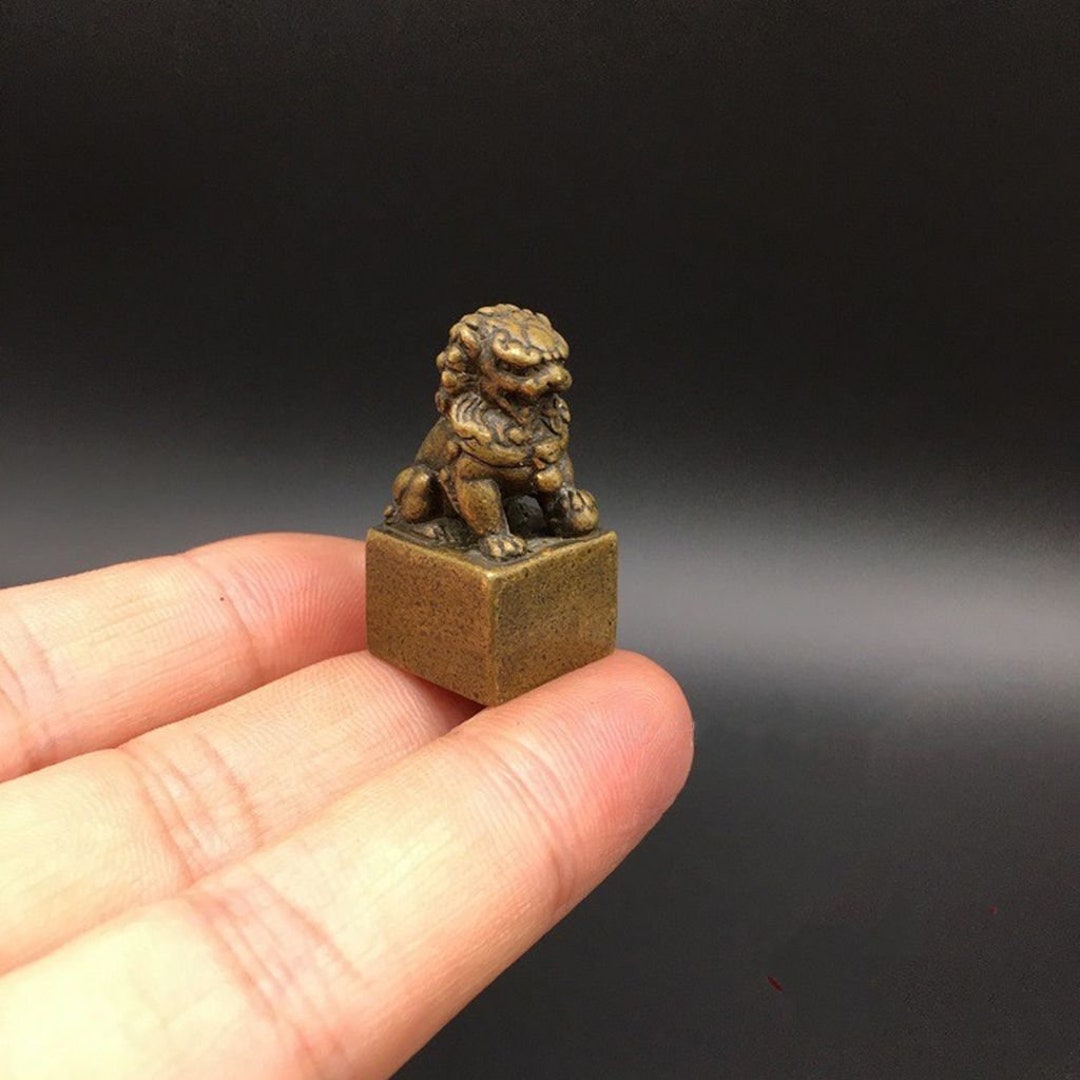 Solid Pure Copper Square Mini Lion Seal Decoration - Etsy