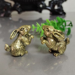 Get 2 Brass Mini Rabbit Animal Sculptures and Tabletop Handicraft ...
