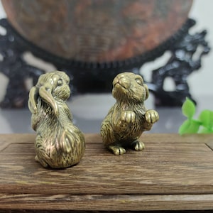 Get 2 Brass Mini Rabbit Animal Sculptures and Tabletop Handicraft ...