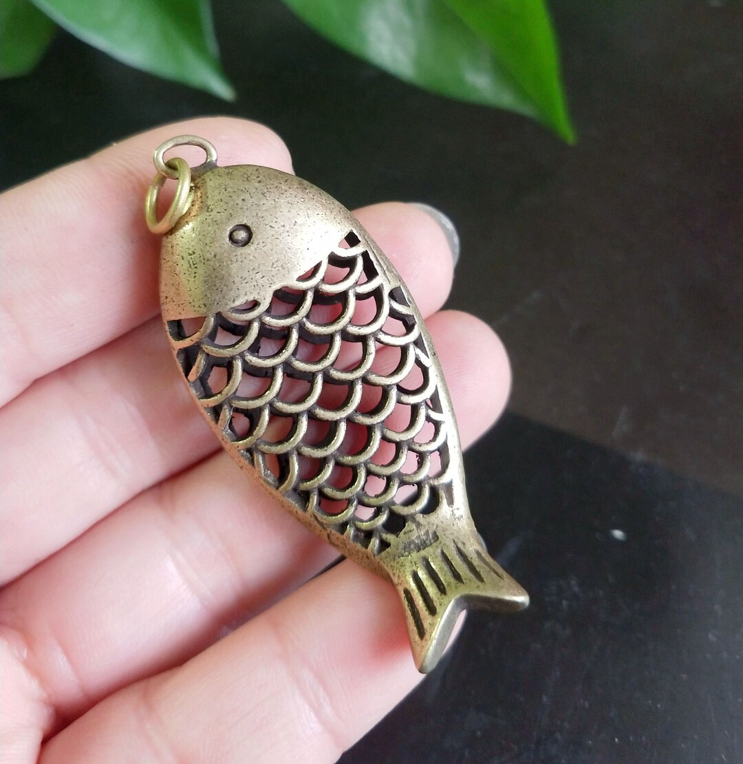 Brass Goldfish Pendant Copper Fish Copper Ornament Keychain Chain ...