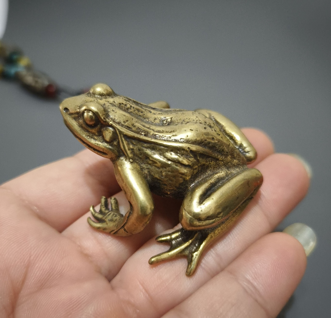 Solid Brass Frog Tea Pet Bionic Animal Pure Copper Crafts Decorative Ornaments - Etsy