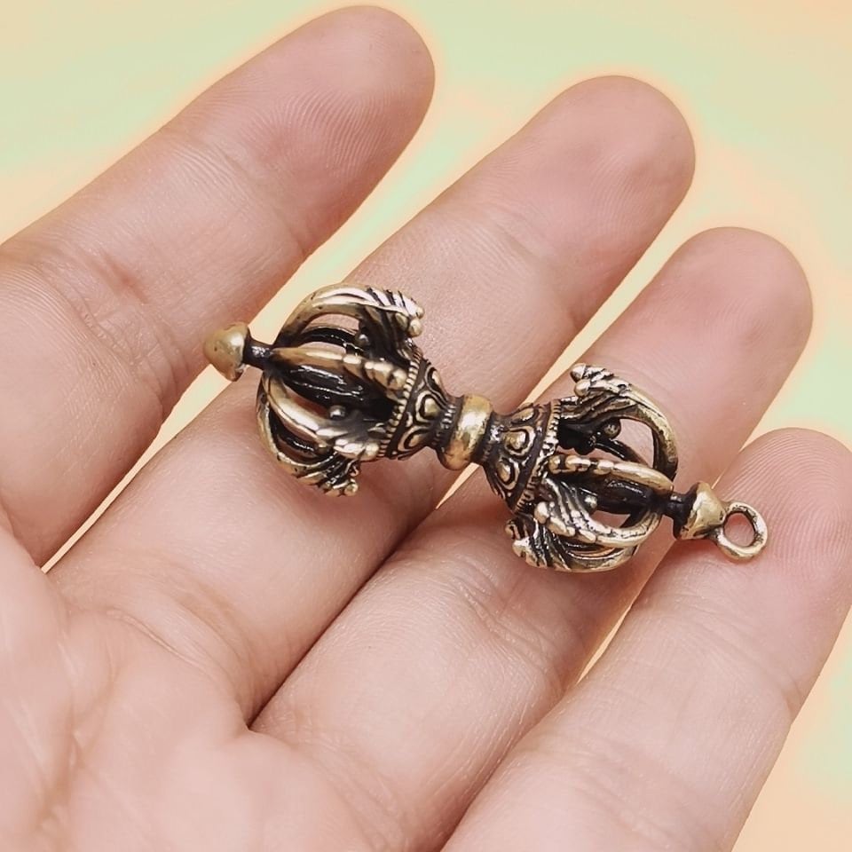 Brass Vajra Pestle Pendant - Tibetan Dharma Keychain Ornament (2pcs) - Etsy