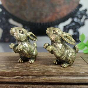 Get 2 Brass Mini Rabbit Animal Sculptures and Tabletop Handicraft ...