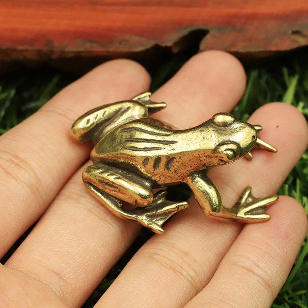 Get 2pcs Solid Brass Frog Desktop Small Ornaments Tea Pet Bionic Small ...