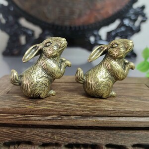 Get 2 Brass Mini Rabbit Animal Sculptures and Tabletop Handicraft ...