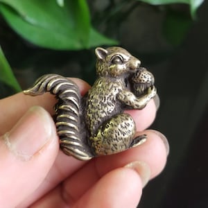 Retro Solid Pure Brass Squirrel Sculpture Creative Tea Pet Desktop ...