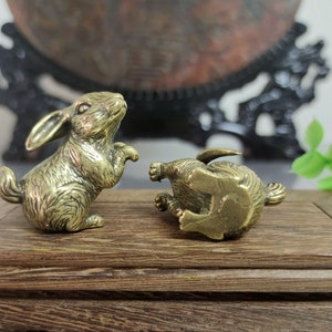 Get 2 Brass Mini Rabbit Animal Sculptures and Tabletop Handicraft ...