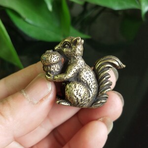 Retro Solid Pure Brass Squirrel Sculpture Creative Tea Pet Desktop ...