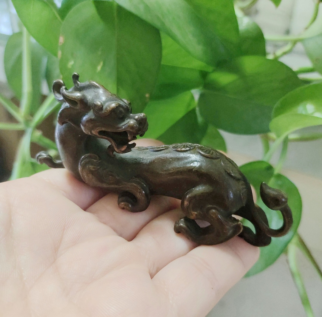 Copper Tea Pet Pixiu Animal Sculpture Home Office Study Desk Ornament ...
