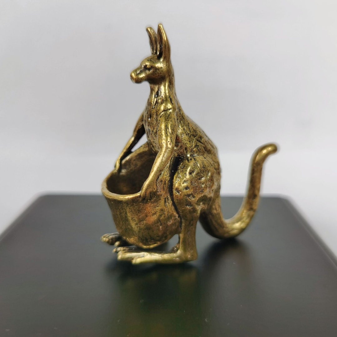 Brass Kangaroo Animal Sculpture/home/study/desk Miniature Crafts ...