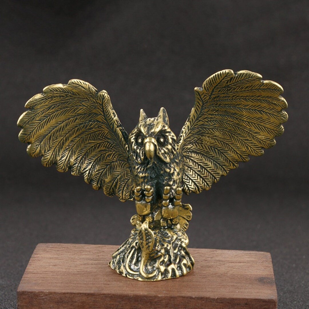 Retro Pure Copper Owl Copper Decoration Office Desk Tea Pet Decoration ...