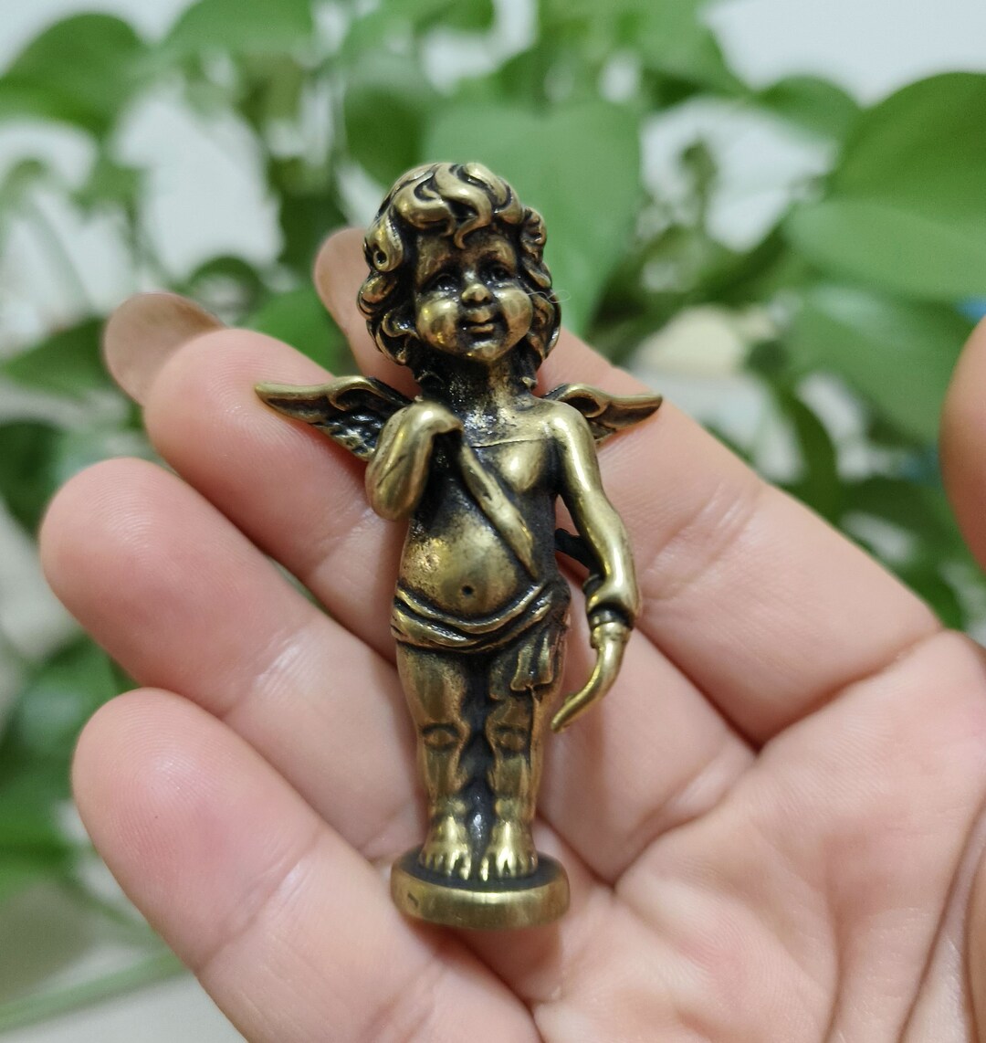 Pure Copper Cupid Bronze Statue Desktop Ornament/solid Brass Love Tea ...