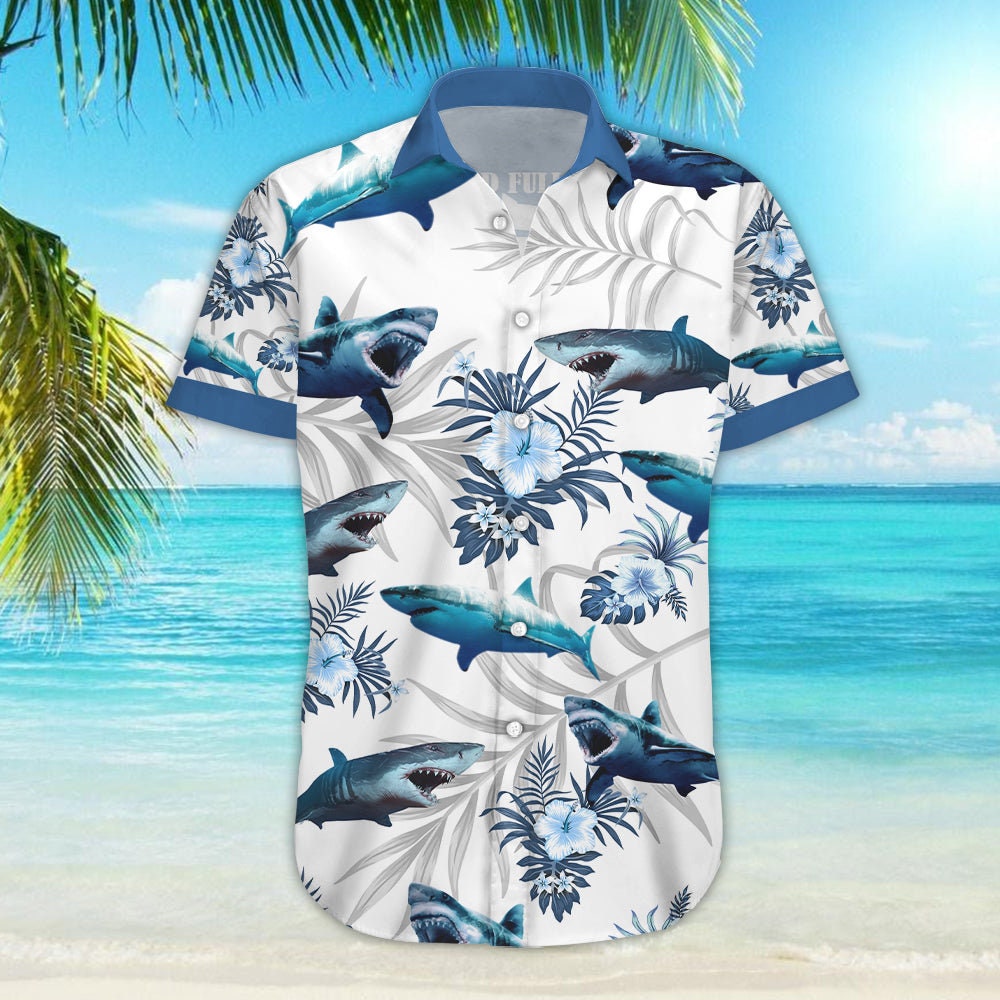 Shark Aloha Shirt - In A World Full Of Fish Be A Shark Hawaii Shirt