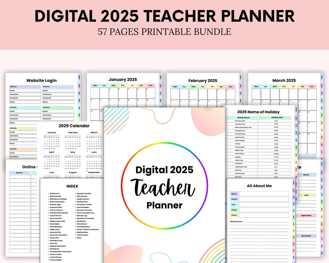 Digital 2025 Teacher Planner -academic Year Planner -teacher Lesson ...