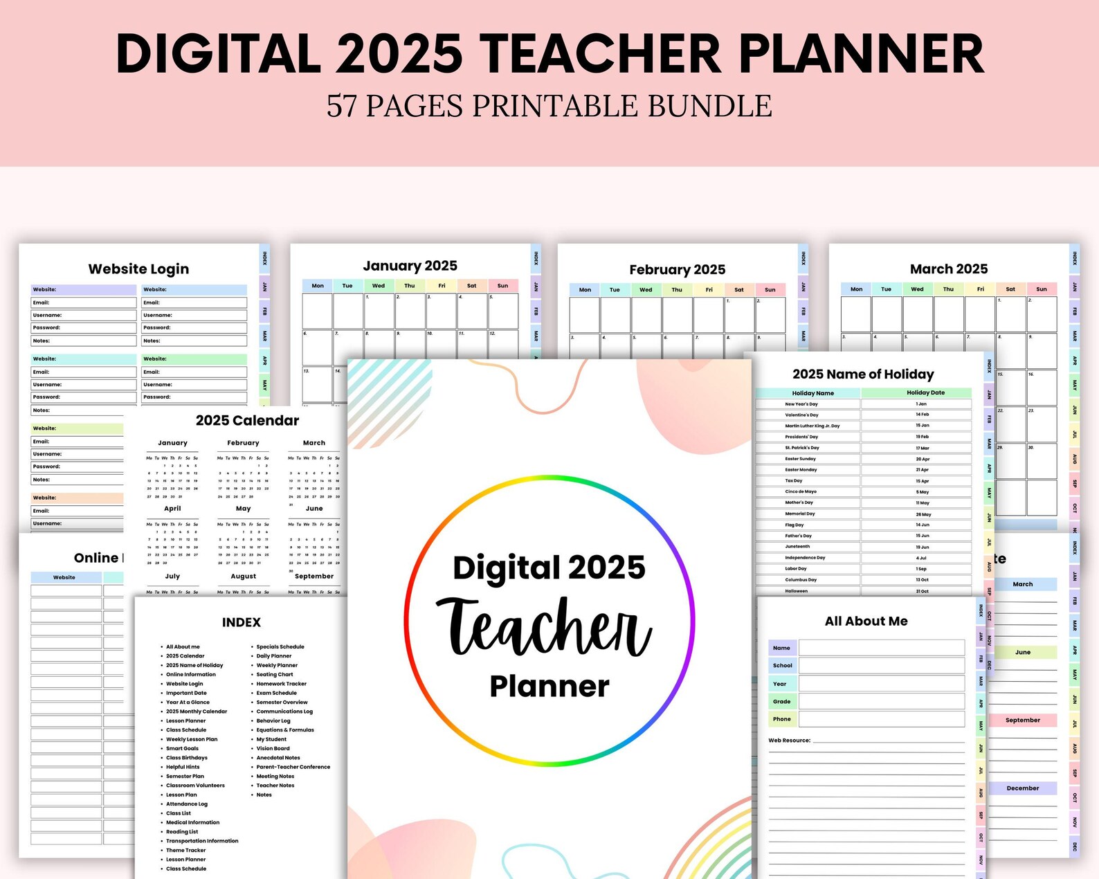 Digital 2025 Teacher Planner -academic Year Planner -teacher Lesson ...