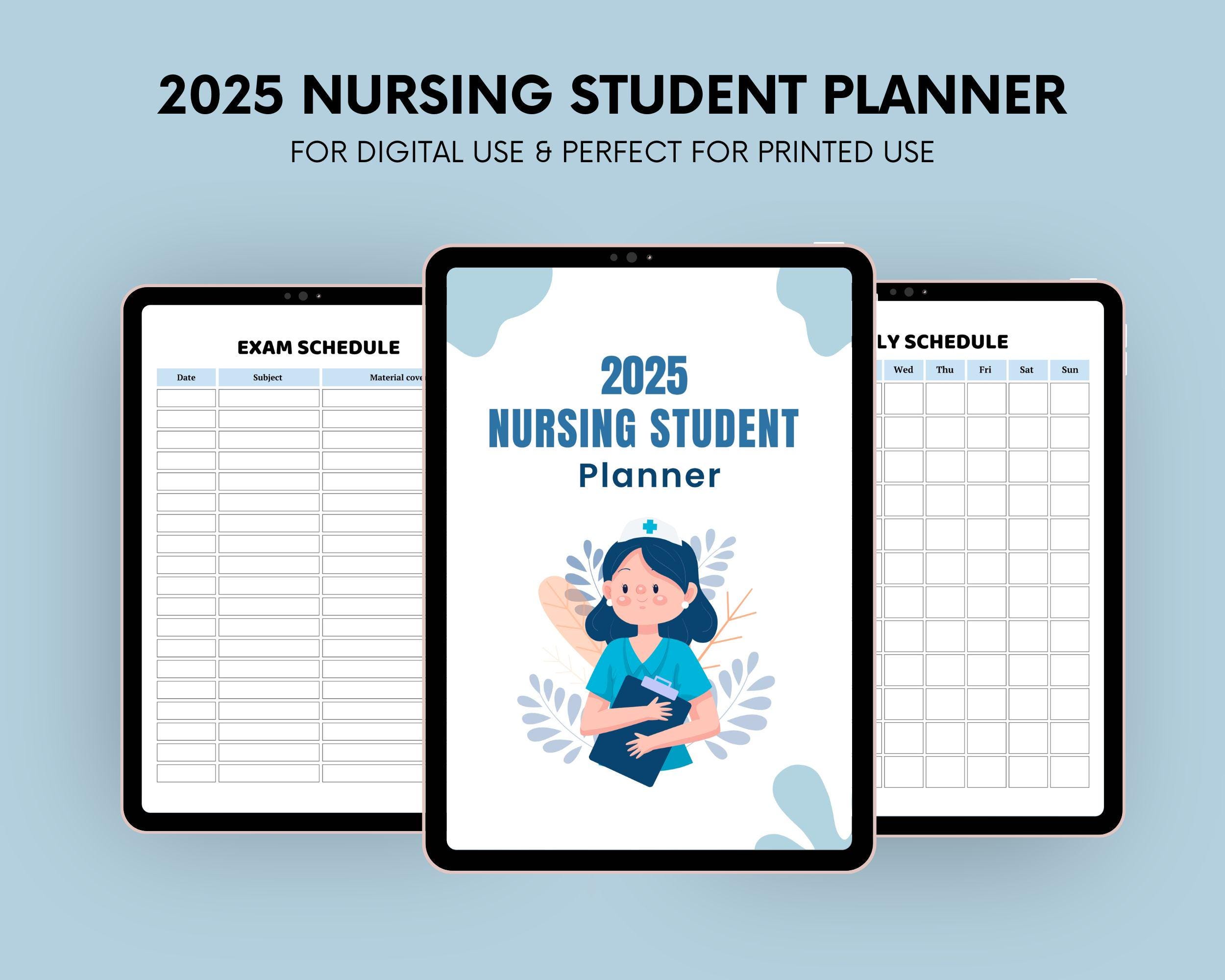 2025 Nursing Student Planner -nursing Study Guide -study Tracker ...