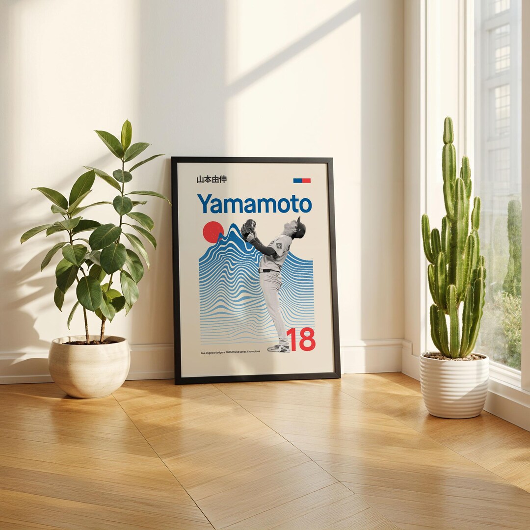 Yoshinobu Yamamoto MVP Retro Poster - Dodgers World Series Champions ...