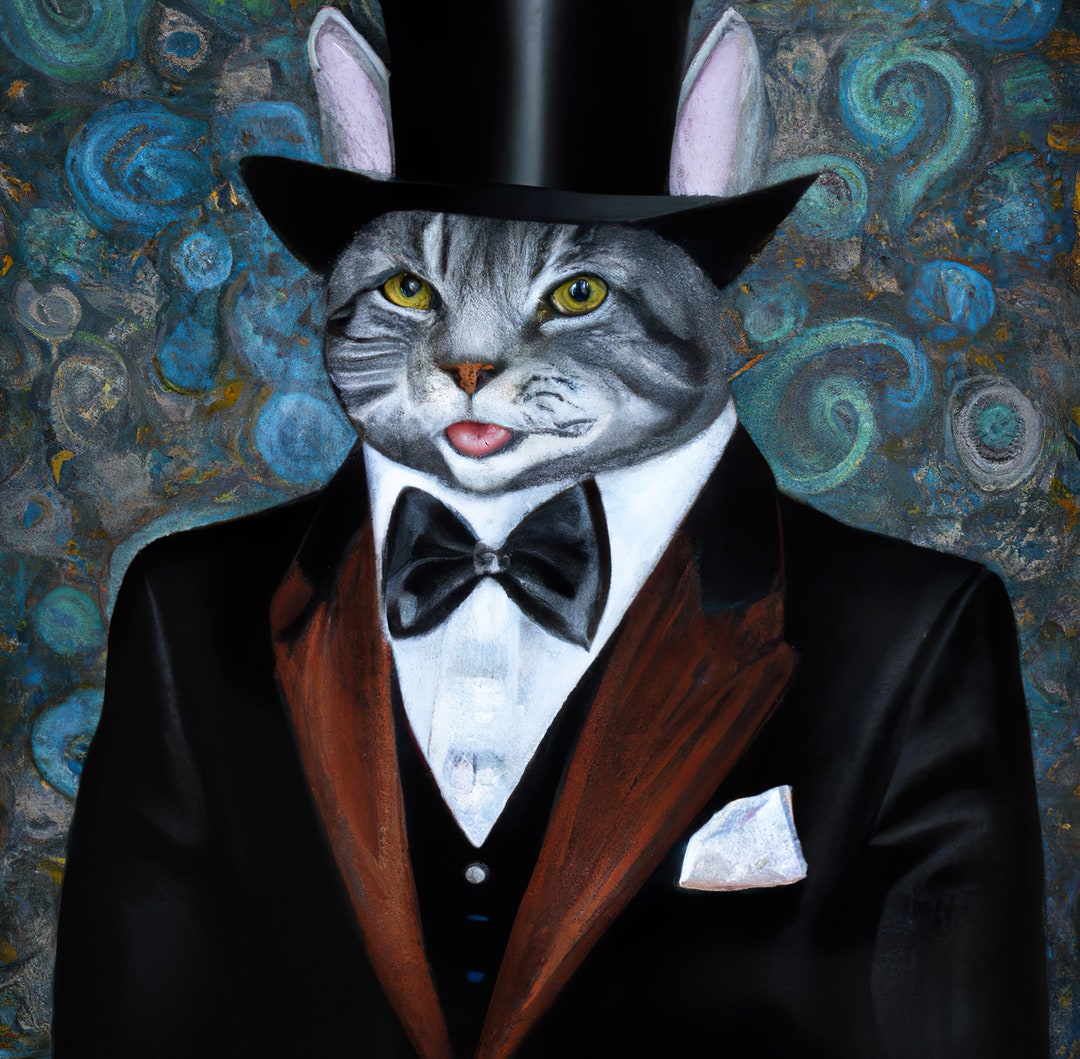 Cat With Top Hat - Tuxedo - Etsy