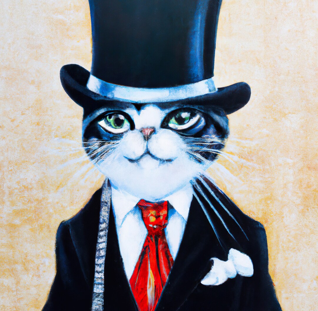 Cat With Top Hat - Big Eyes - Etsy