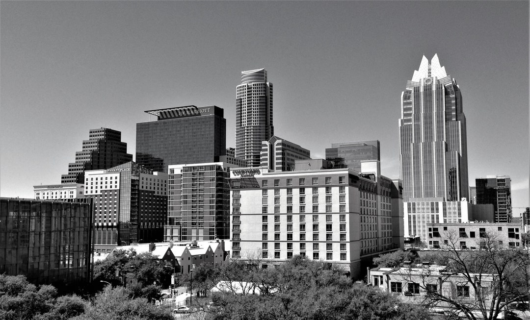 Sepia AUSTIN Skyline | High Resolution Printable Wall Art | Black and ...