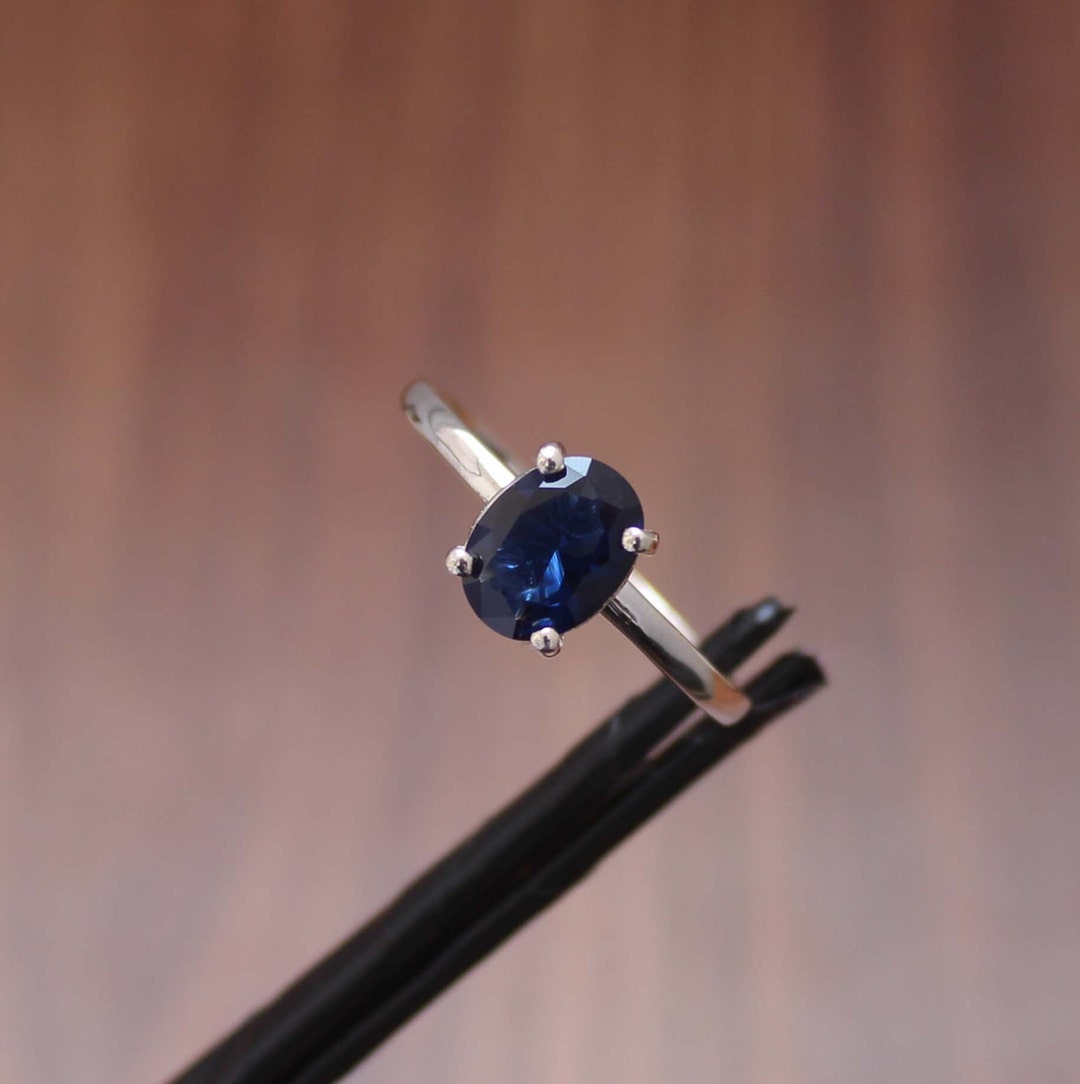 Oval Shaped Sapphire Engagement Ring, Vintage Blue Sapphire Ring ...