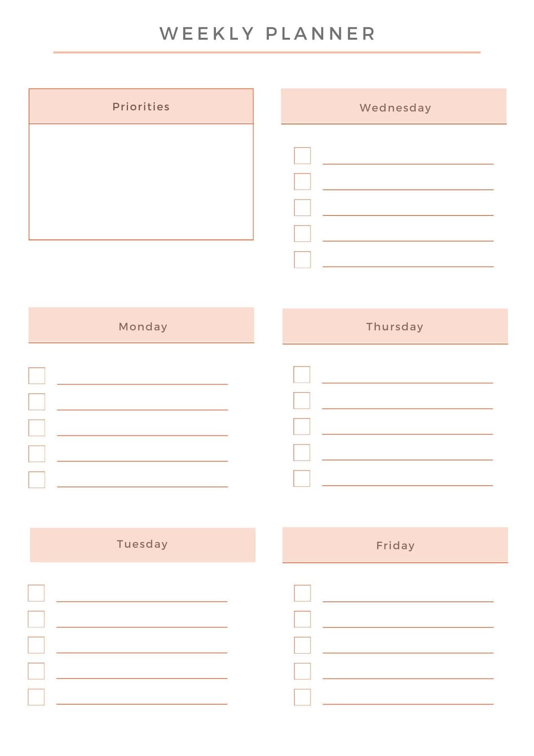 Weekly Planner and Checklist - Etsy