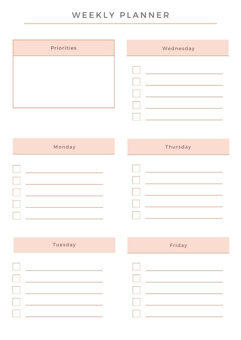 Weekly Planner and Checklist - Etsy