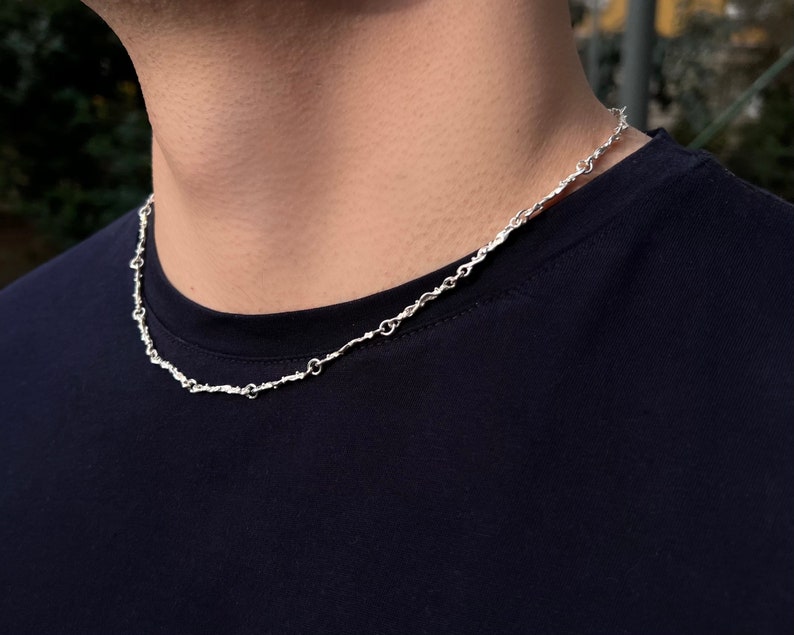 Mens Unique & Handmade Silver Chain • Vintage Silver Chain Necklace ...