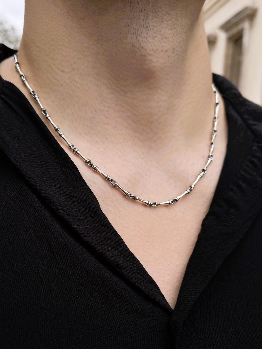 Unusual Silver Mens Necklace || Unique Handmade Chain Gift for ...