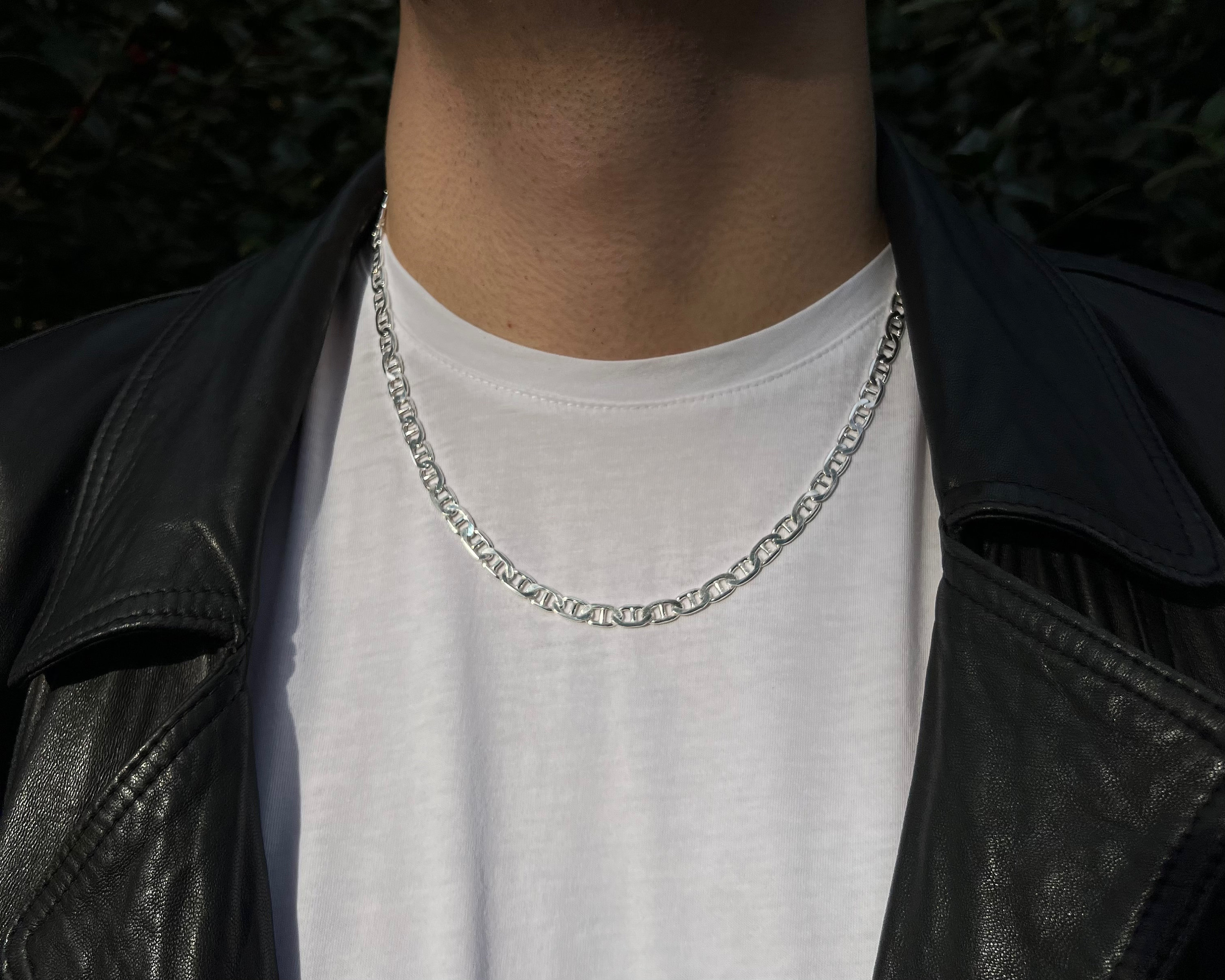 Sterling Silver Mariner Chain Necklace, Handmade Mariner Chain Necklace ...