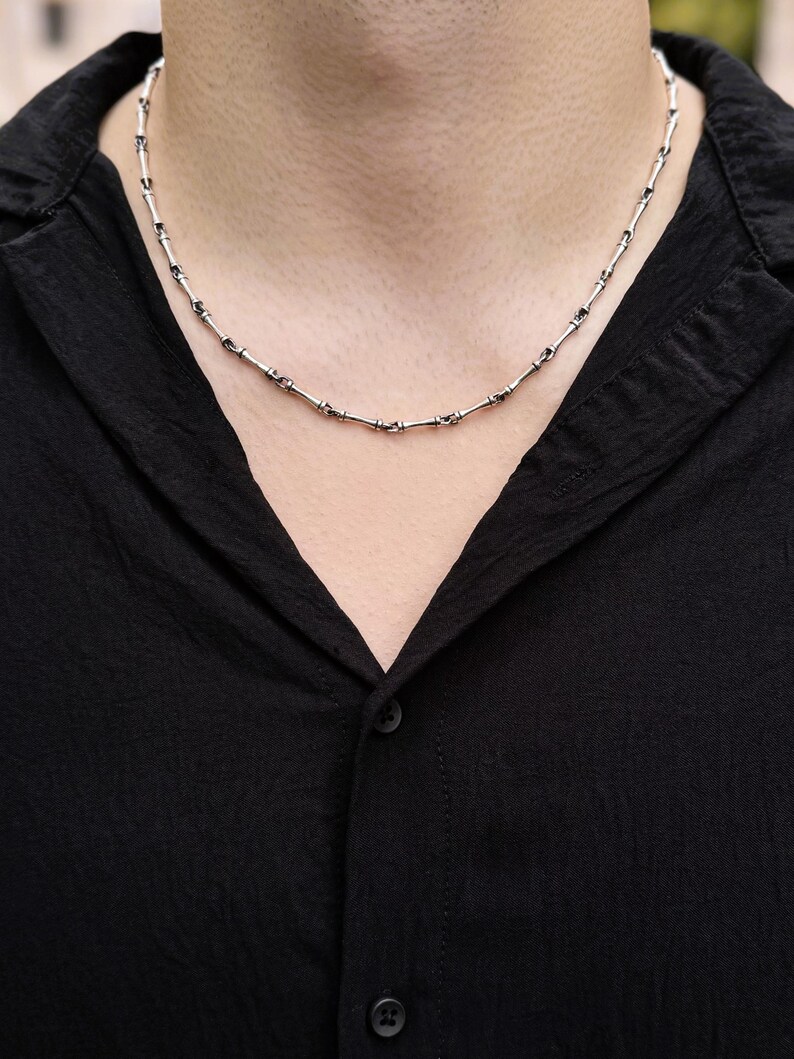 Unusual Silver Mens Necklace || Unique Handmade Chain Gift for ...