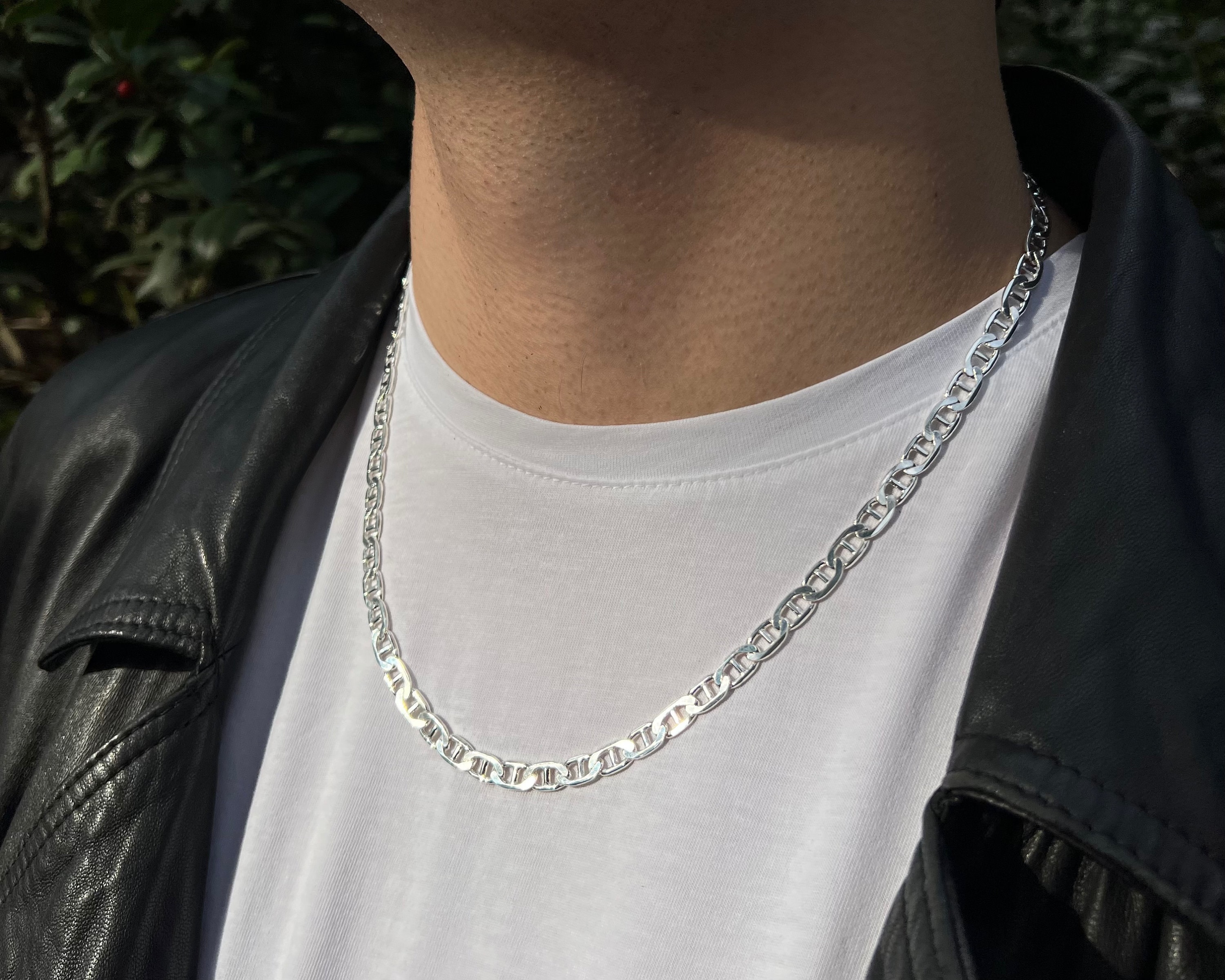Sterling Silver Mariner Chain Necklace, Handmade Mariner Chain Necklace ...