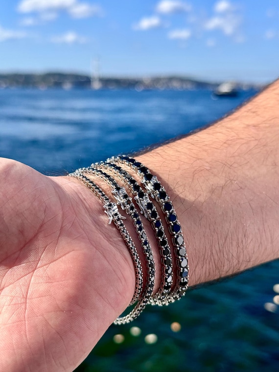 Mens Black Onyx Tennis Bracelet Handmade Durable Stone Bracelet Minimalist Mens Jewelry Luxury Black Onyx Bracelet Everyday Style Etsy