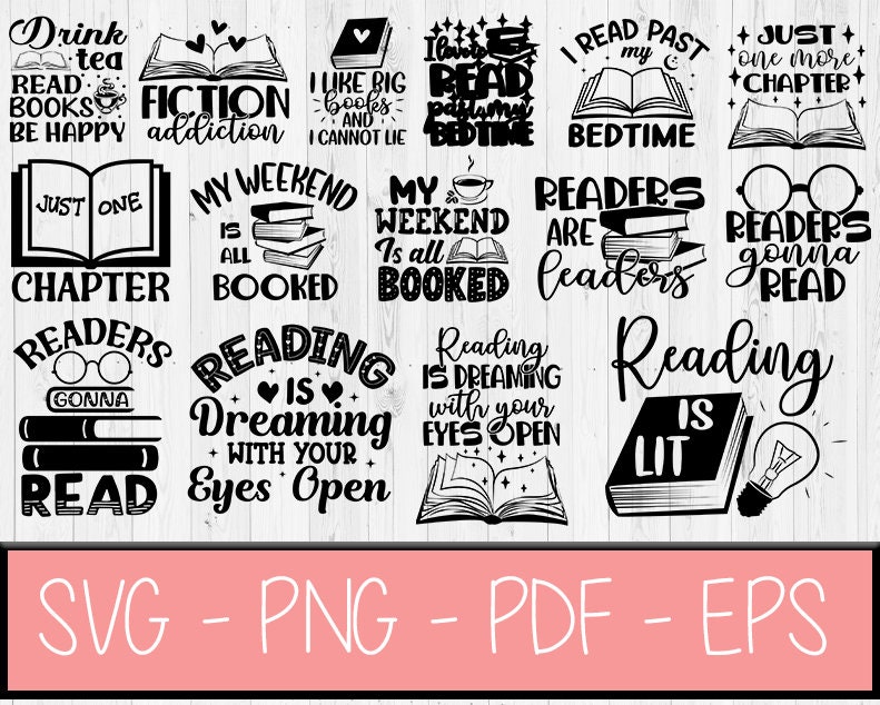 Book SVG Bundle Book PNG Book Cut File Library Clipart - Etsy Singapore
