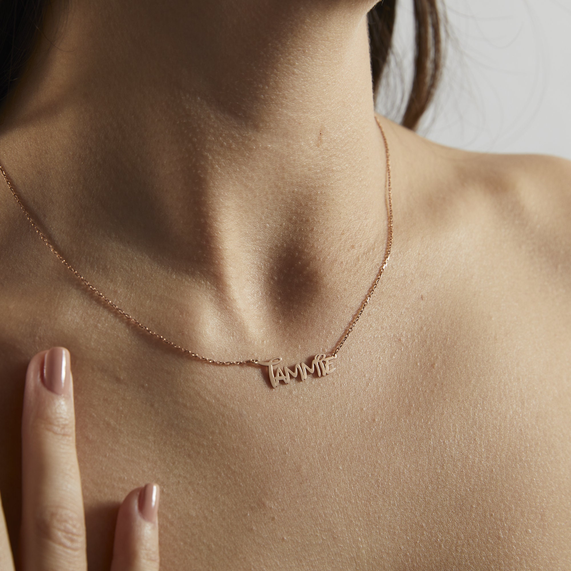 14K Gold Name Plate Necklace, Personalized Name Necklace, Valentines ...